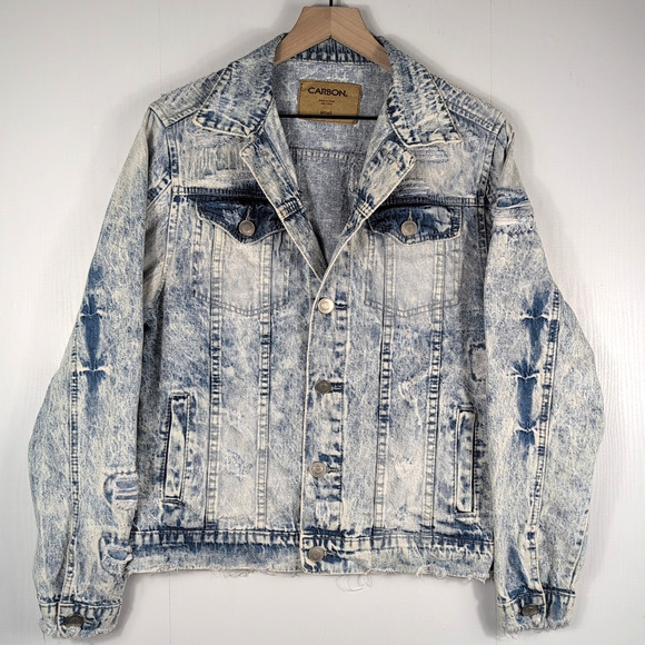 Carbon | Jackets & Coats | Vintage Carbon Denim Jacket Small Distressed ...